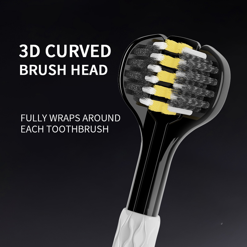 OralGos 3-Sided Toothbrush - Triple Efficiency, Multi-Angle Cleaning, C ...
