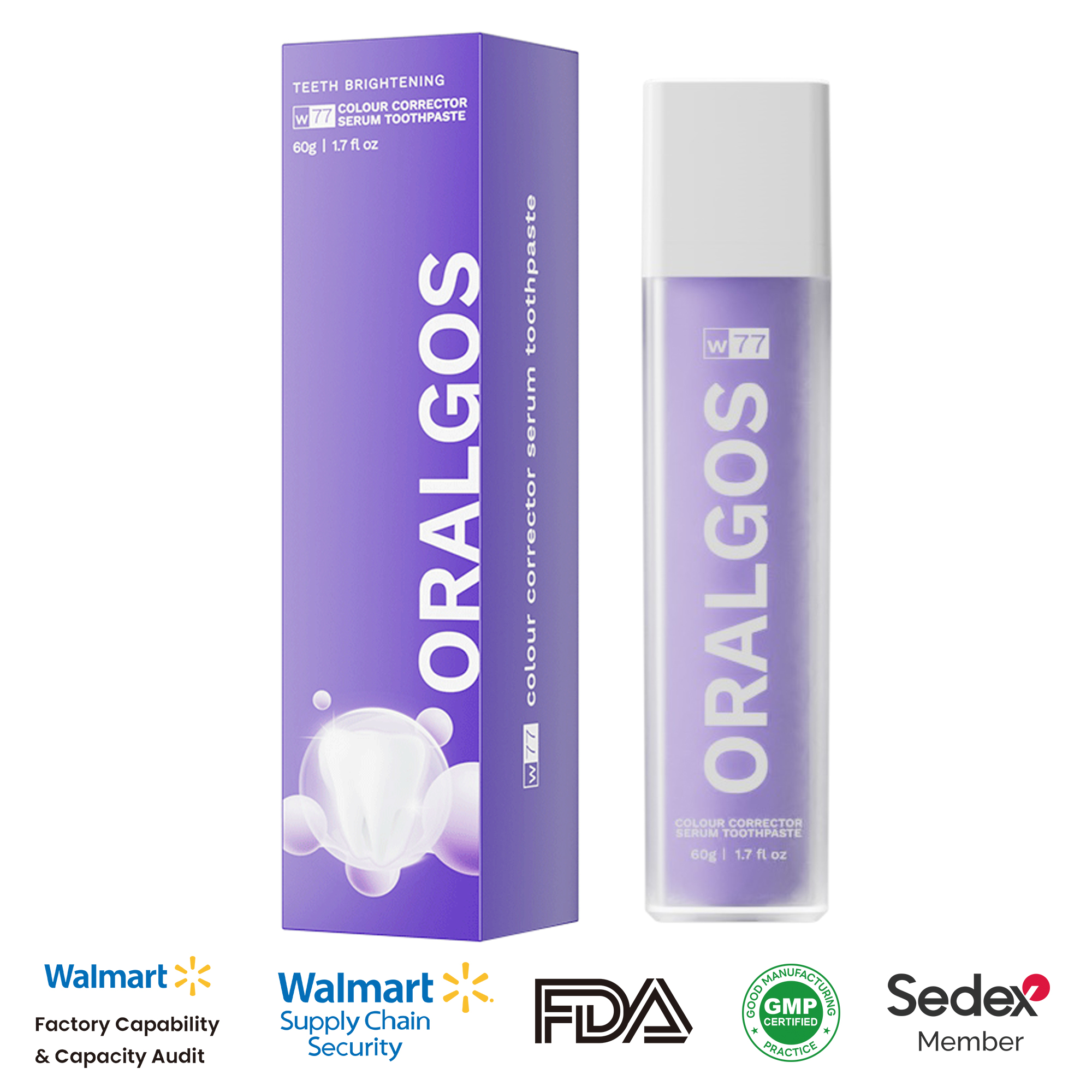 Colour Corrector Toothpaste | Oralgos Purple Whitening Serum 60g